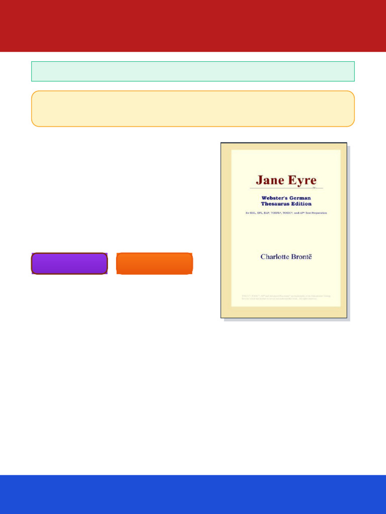 Jane Eyre Webster S German Thesaurus Edition Charlotte Brontë Ebook ...