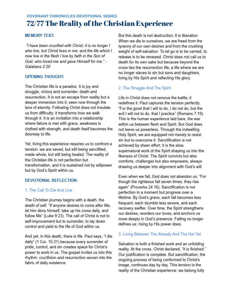 Ccds 72 The Reality of The Christian Experience | PDF | Jesus ...
