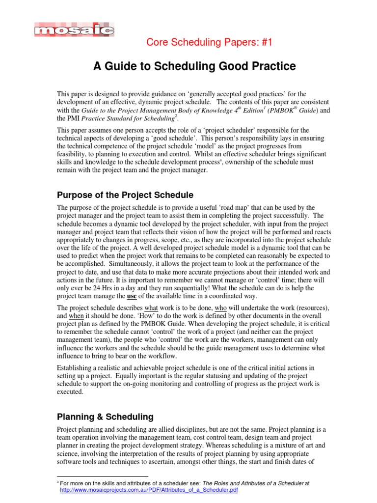Good Scheduling Practice | PDF
