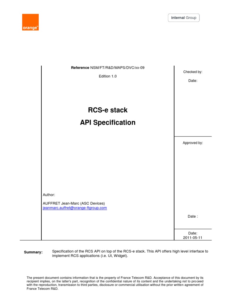 RCS-e Stack API Specification: Reference NSM/FT/R&D/MAPS/DVC/xx-09 ...