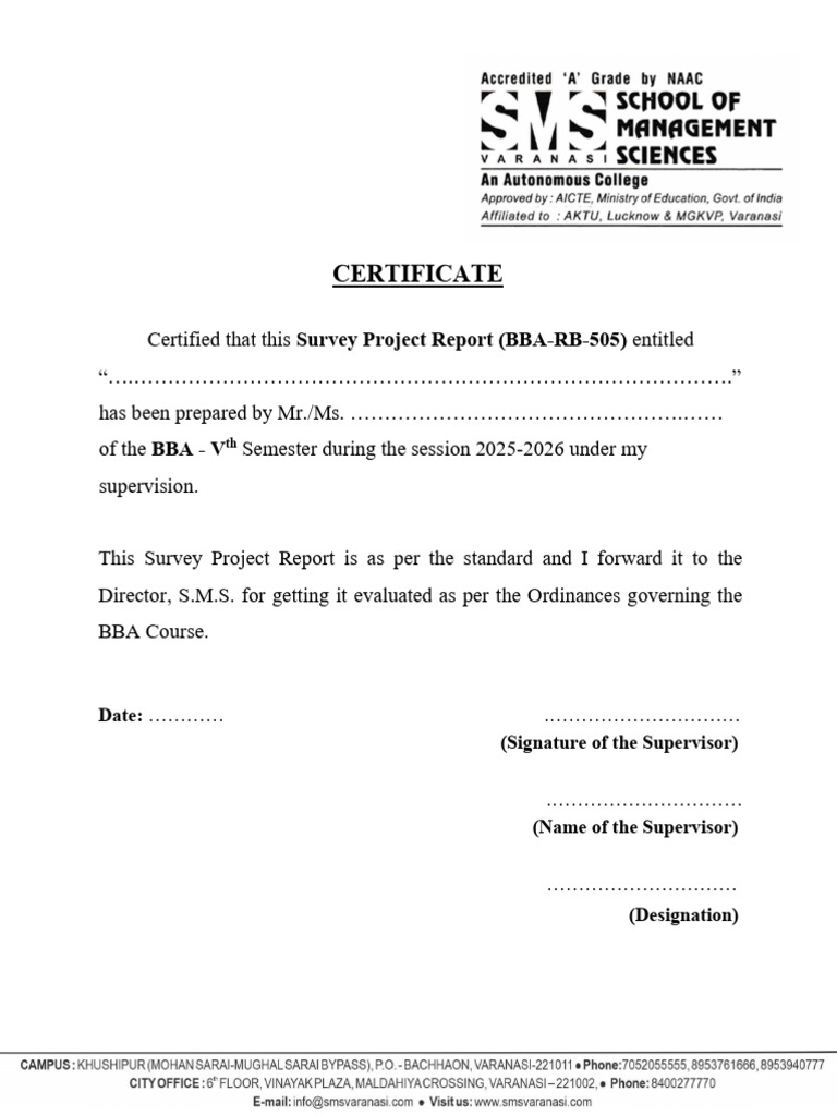 BBA Survey Certificate | PDF