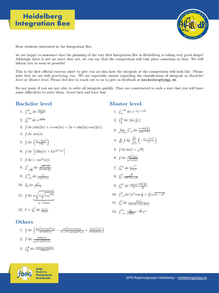 Heidelberg Integration Bee Announcement | PDF | Chess Theory | Chess