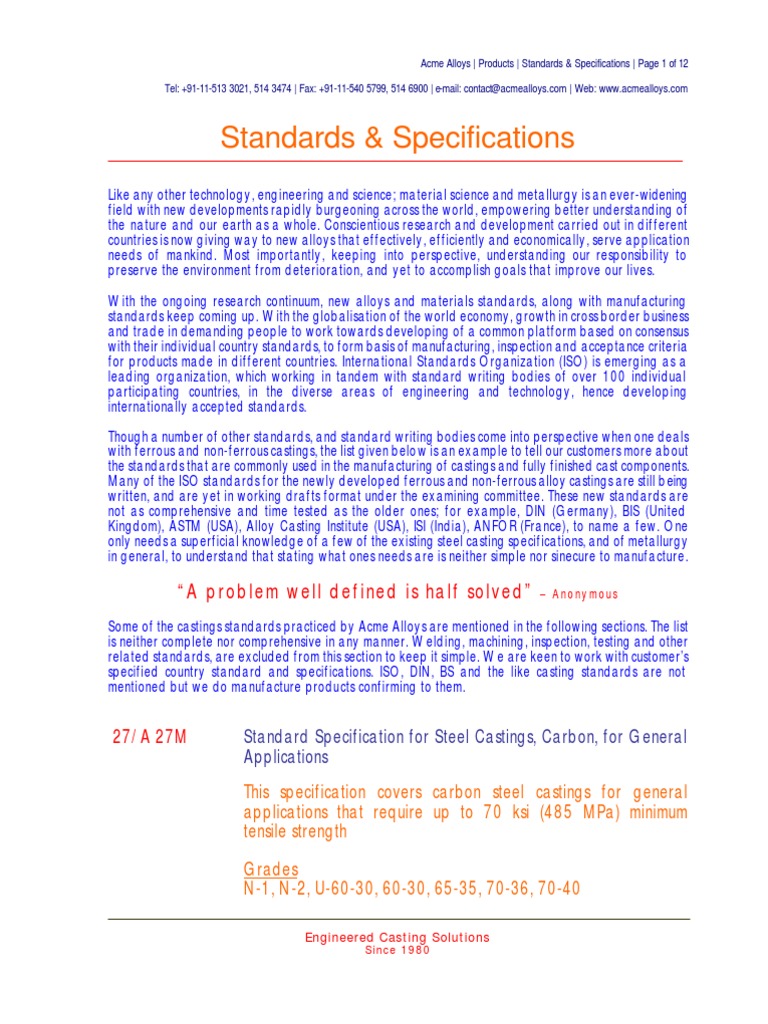 Alloy Casting Standards Guide | PDF | Computers | Technology & Engineering