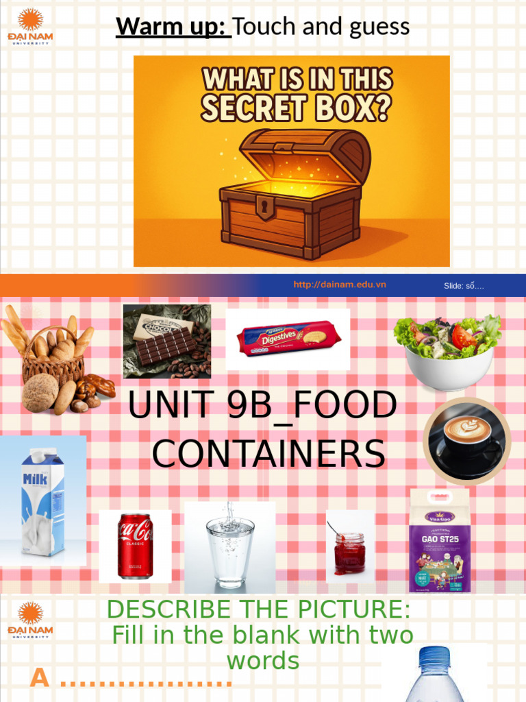 Food Containers Vocabulary Practice | PDF | Cuisine | Foods