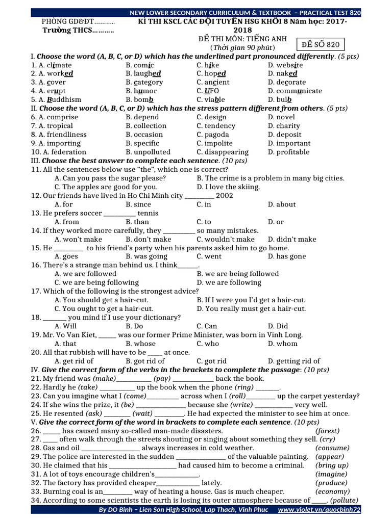 De Luyen Thi Hsg | PDF