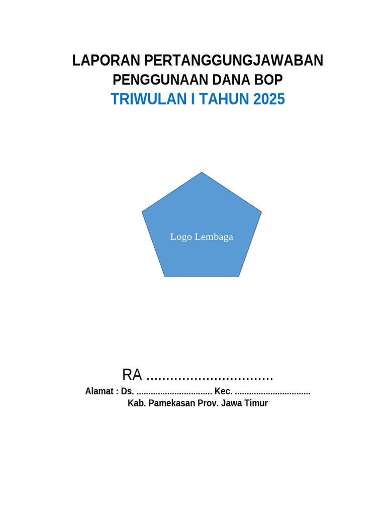 Template Laporan Dana BOP RA 2025 | PDF