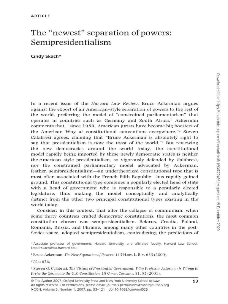 The Newest Separation of Powers | PDF | Democracy | Political Ideologies