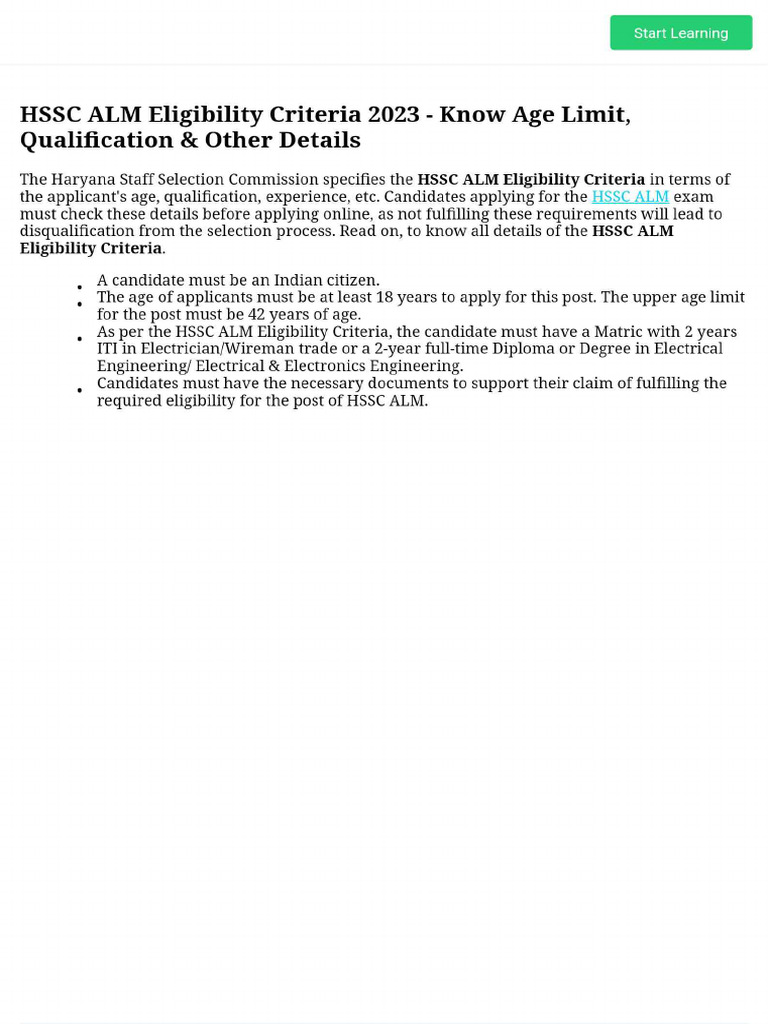 HSSC ALM Eligibility Criteria 2023 - Know Age Limit, Qualification ...