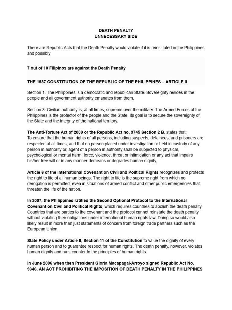 Death Penalty Debate in the Philippines | PDF | Capital Punishment ...