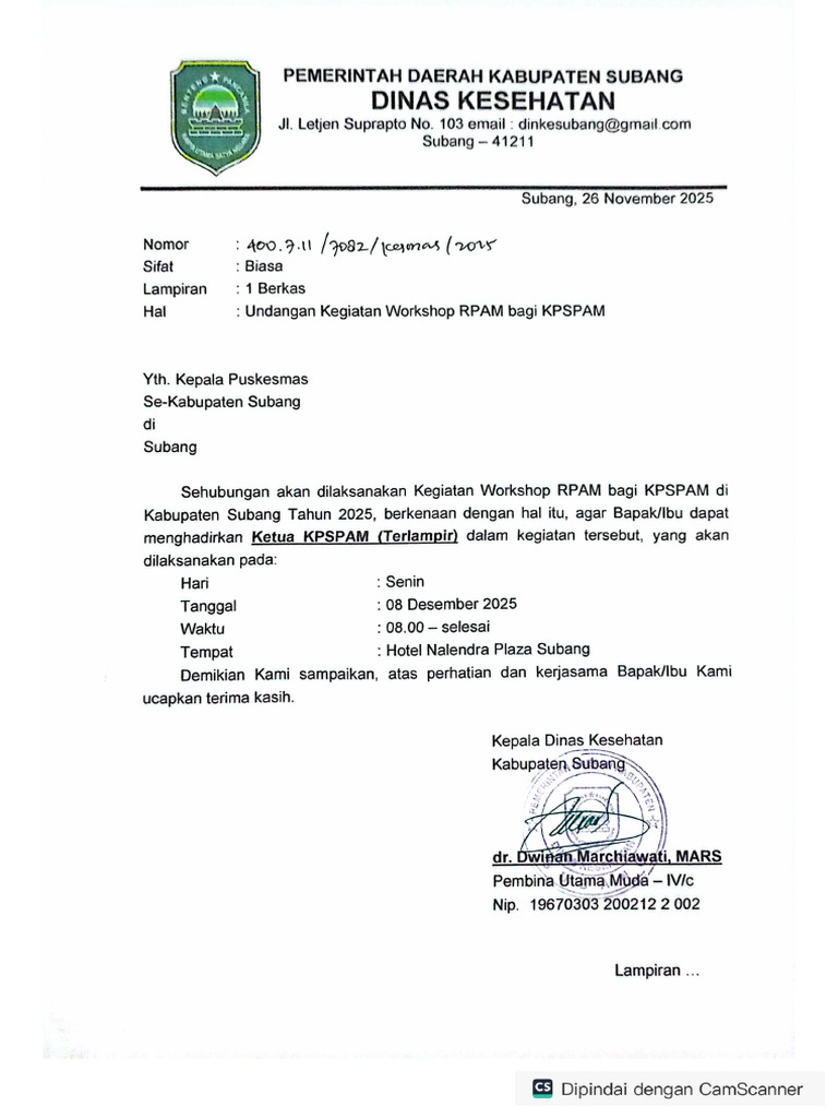 Surat Undangan Rpam Kpspam | PDF
