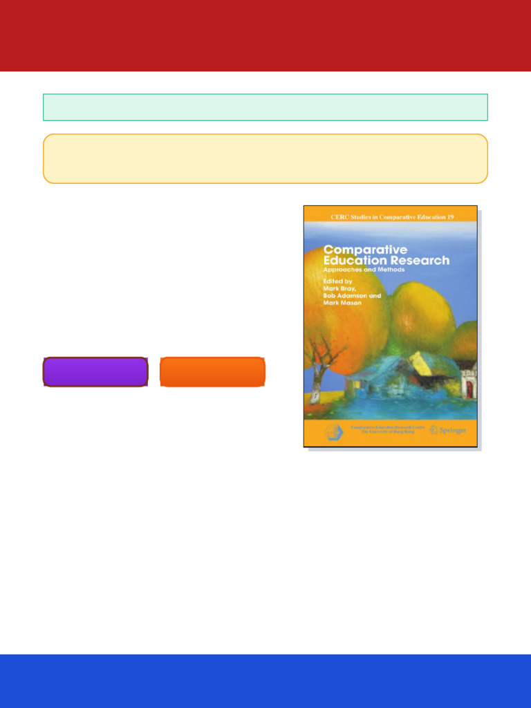 Comparative Education Research Approaches and Methods 1st Edition by ...