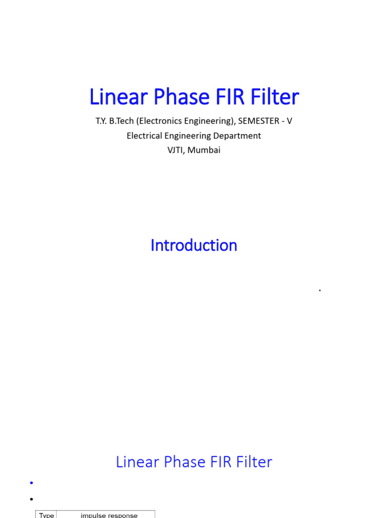 Types and Analysis of Linear Phase FIR Filters | PDF | Filter (Signal ...