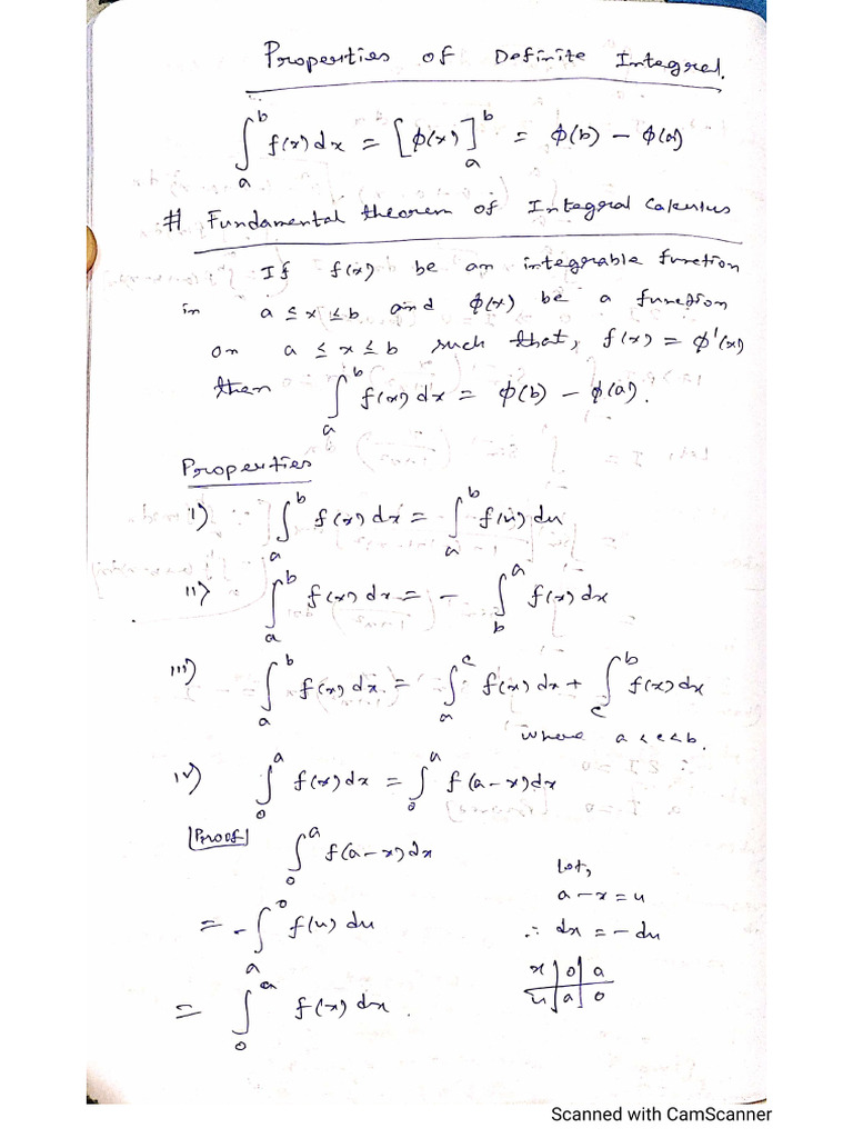 Properties of Definite Integral | PDF