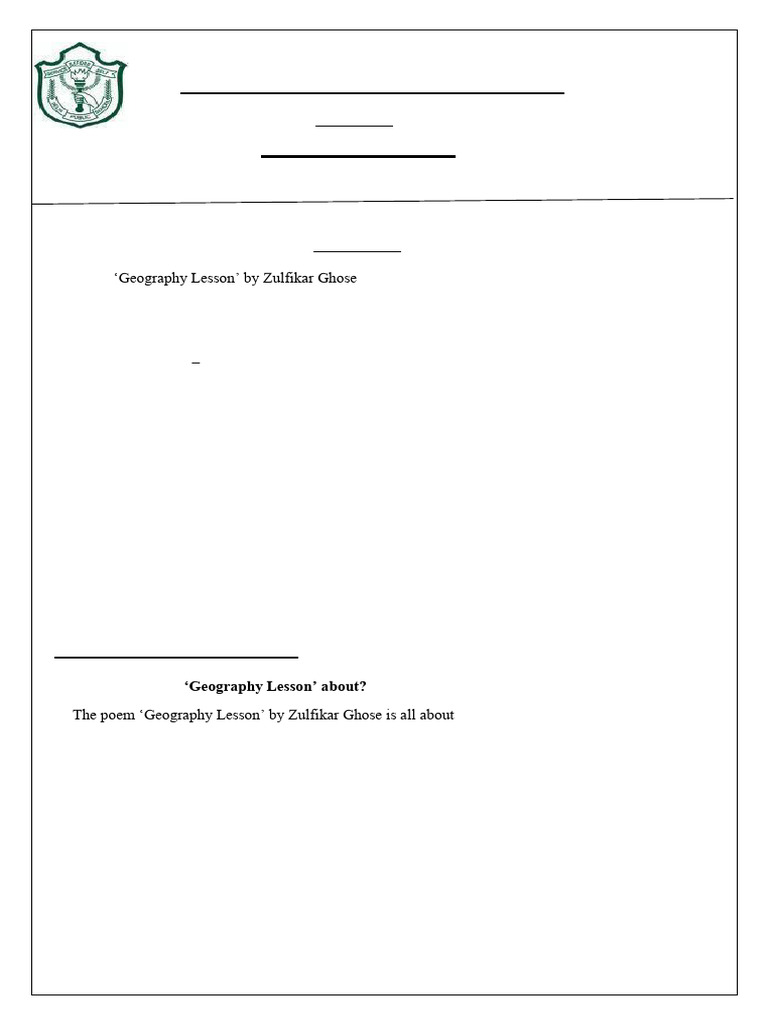 Geography Lesson Poem Analysis | PDF