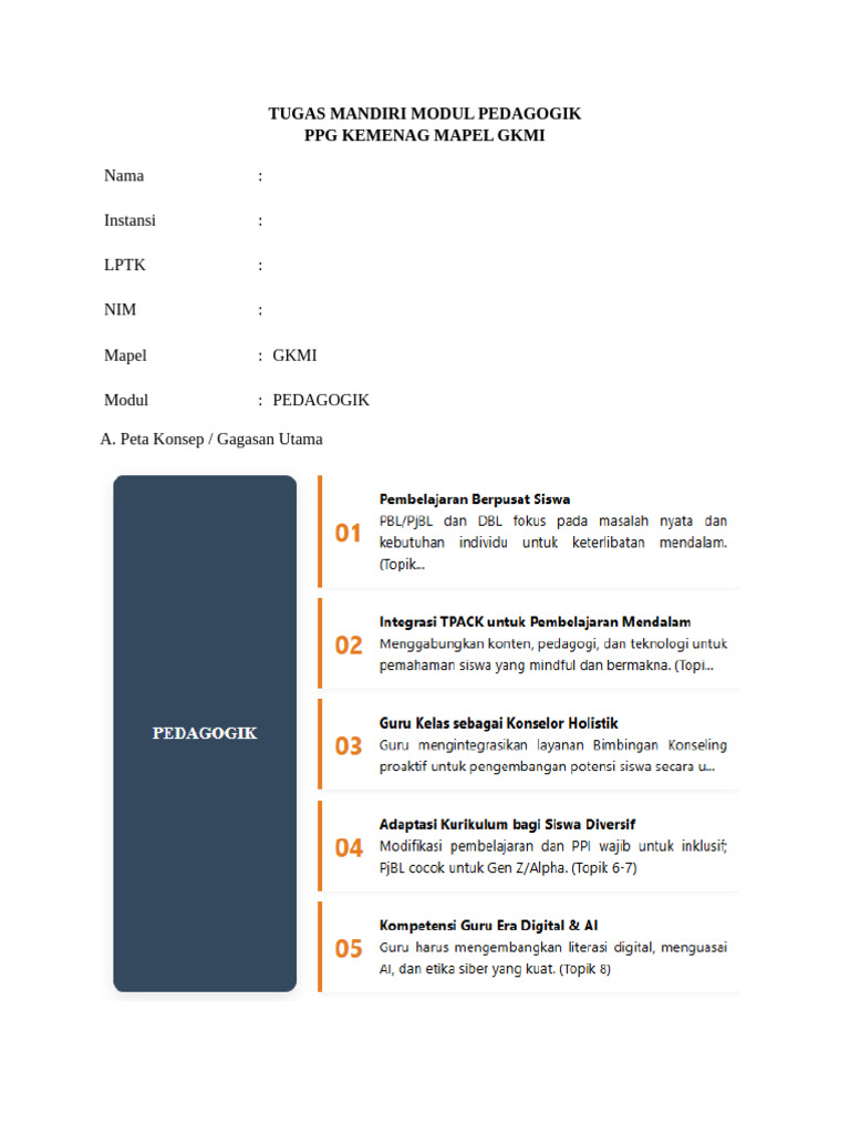Tugas Mandiri Modul Pedagogik | PDF