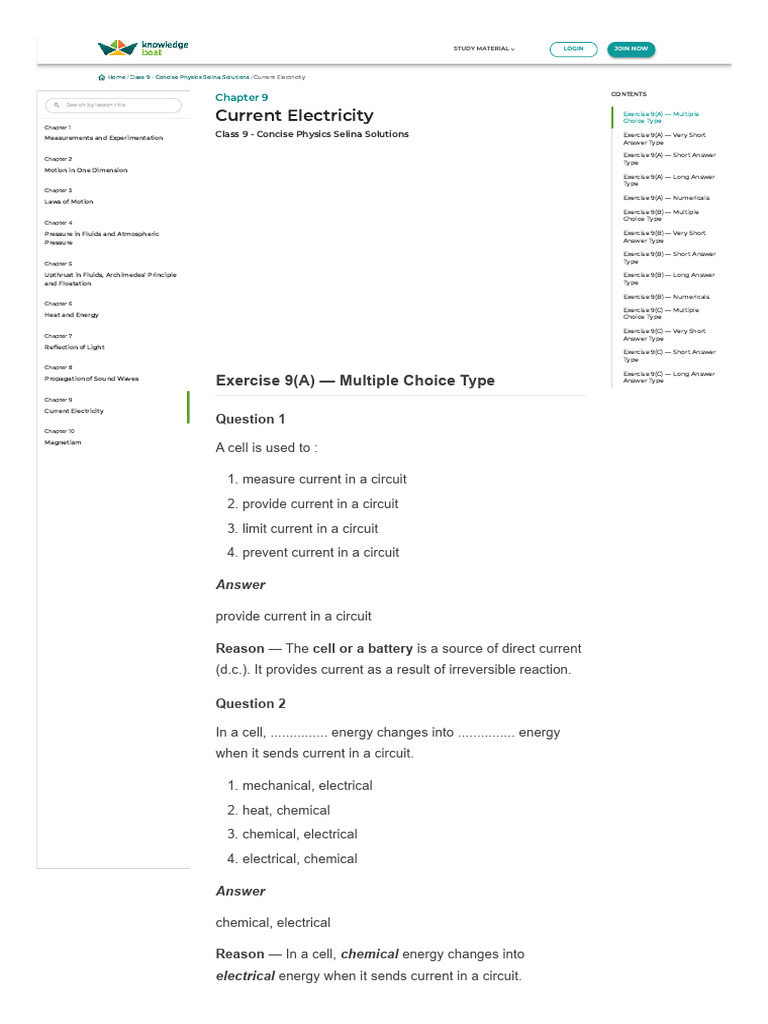 Chapter 9_ Current Electricity _ Selina Solutions Concise Physics Class 9 ICSE _ KnowledgeBoat ...