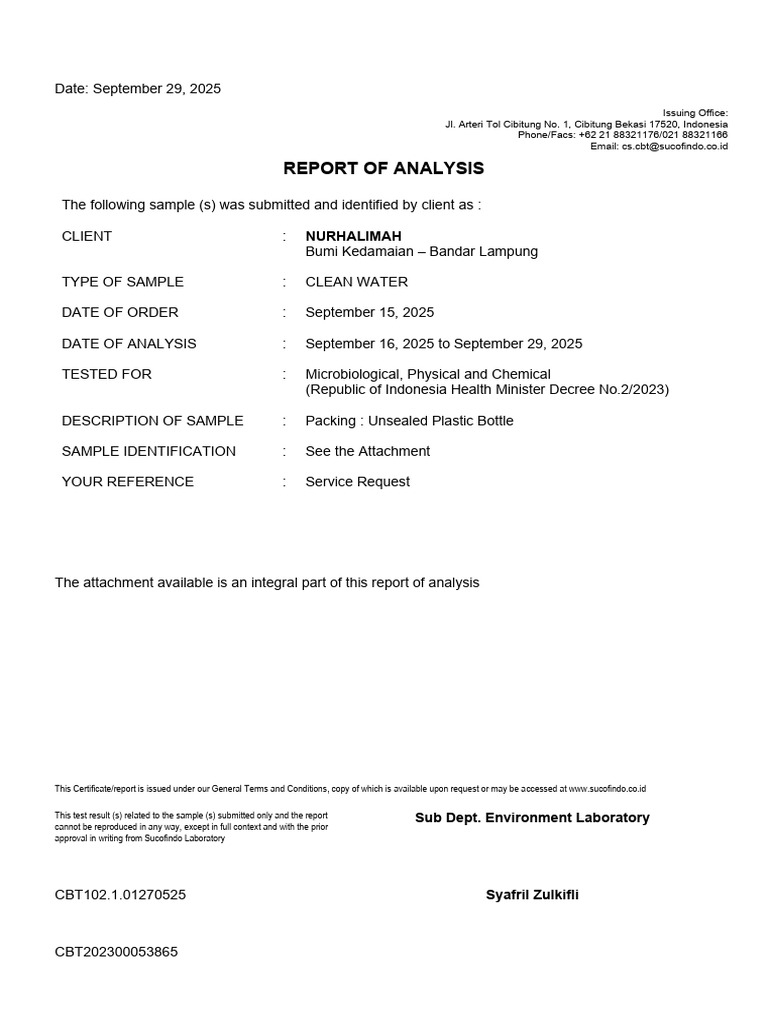 Clean Water Analysis Report 2025 | PDF