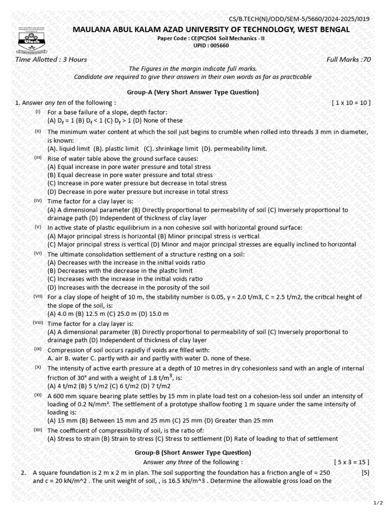 Soil Mechanics 2025 | PDF | Mechanical Engineering | Horticulture