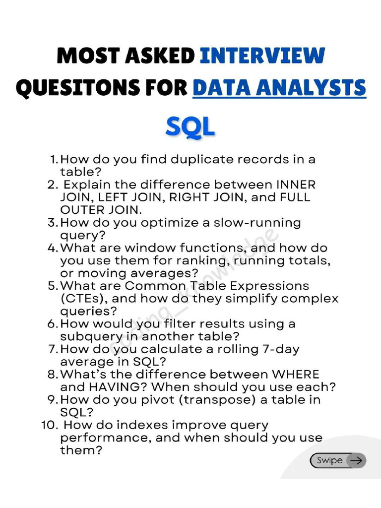 Most Asked Data Analyst Interview QnA | PDF