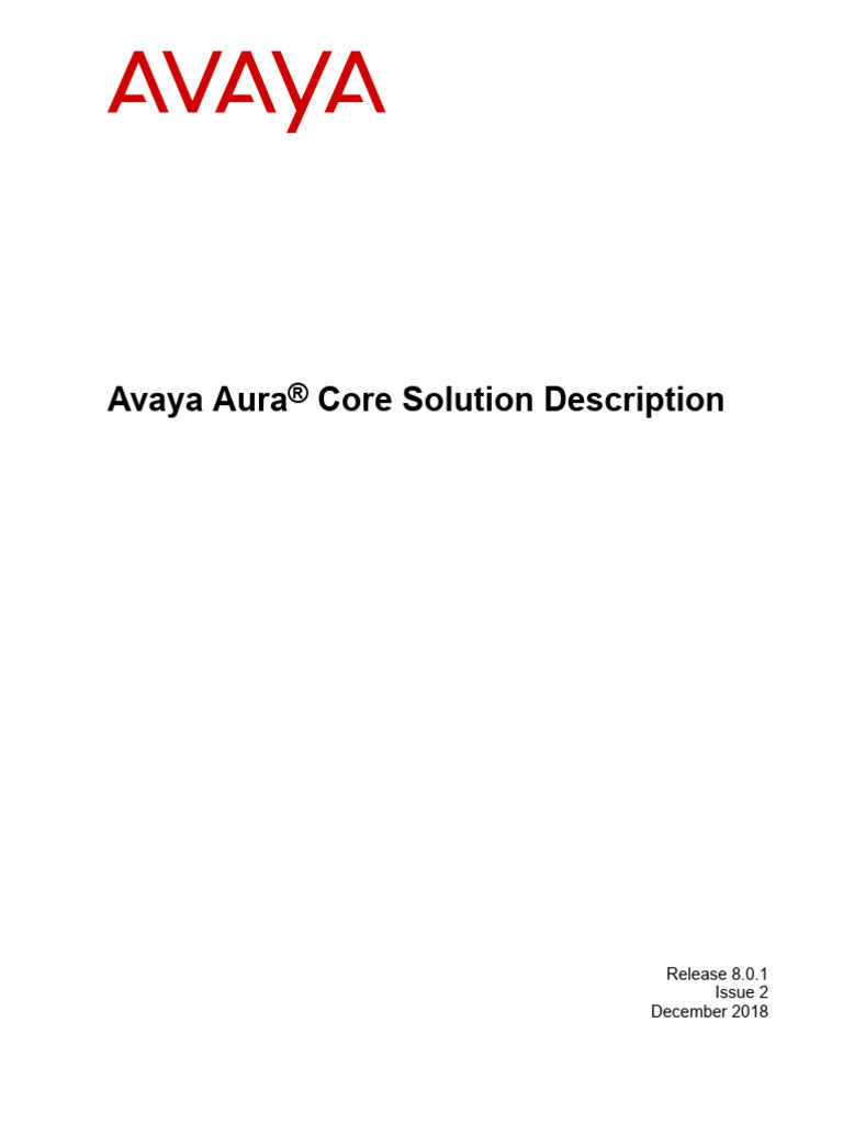 Avaya Aura® Core Solution Description Release 8.0.1 | PDF | Computer ...