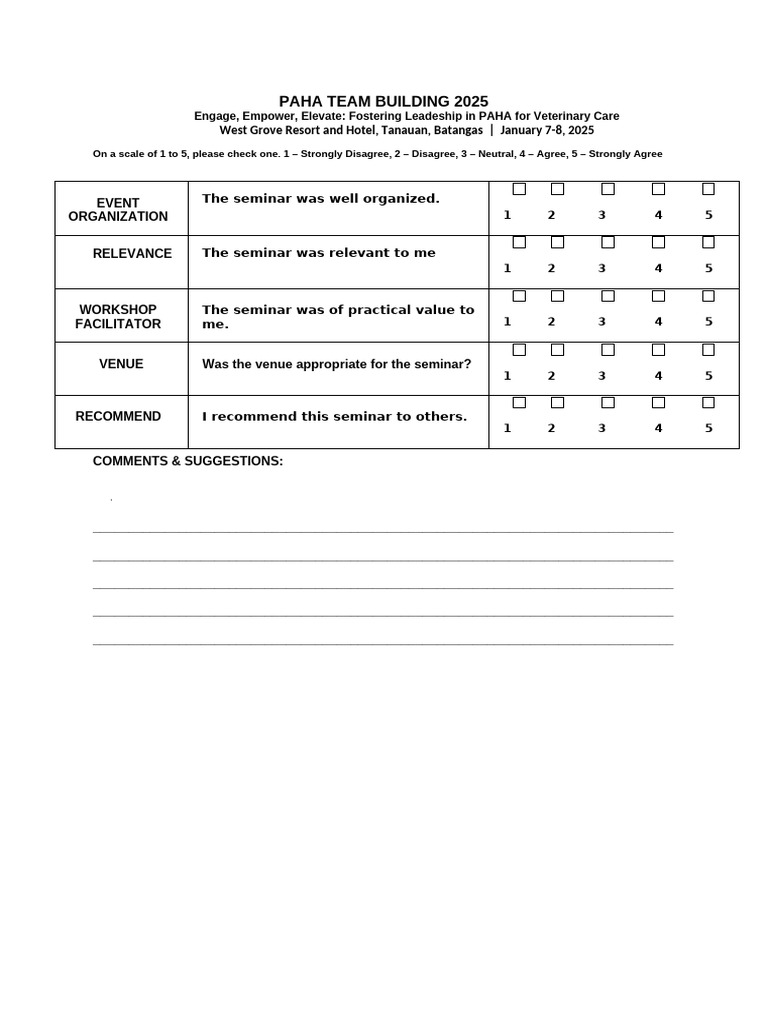Paha Team Building 2025 Eval Form | PDF