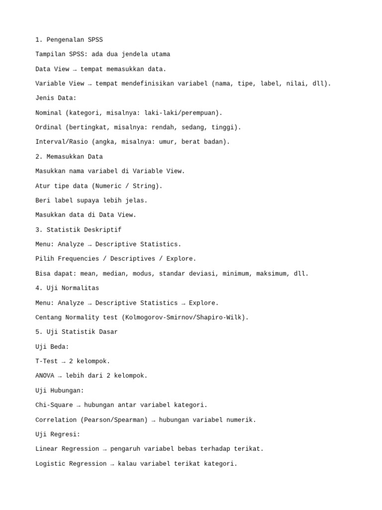 Panduan SPSS: Statistik Dasar dan Uji Statistik | PDF