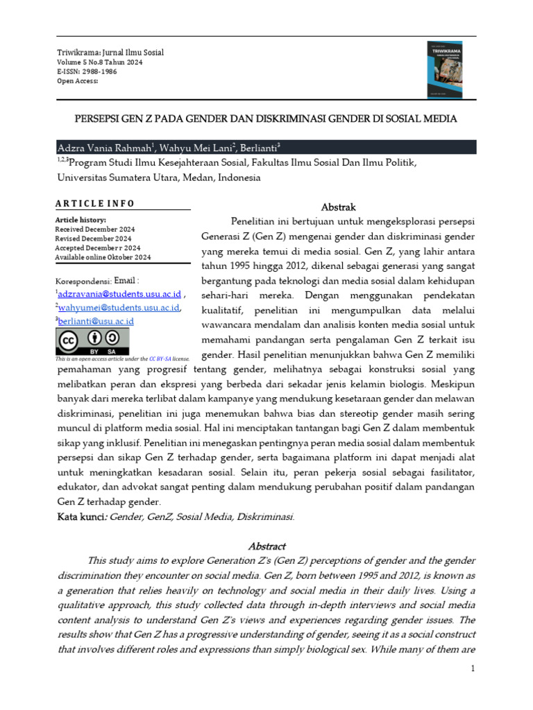 Persepsi Gen Z tentang Gender di Media Sosial | PDF