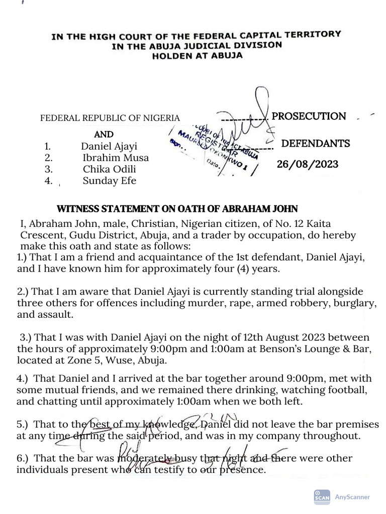 Witness Statement of Abraham John | PDF