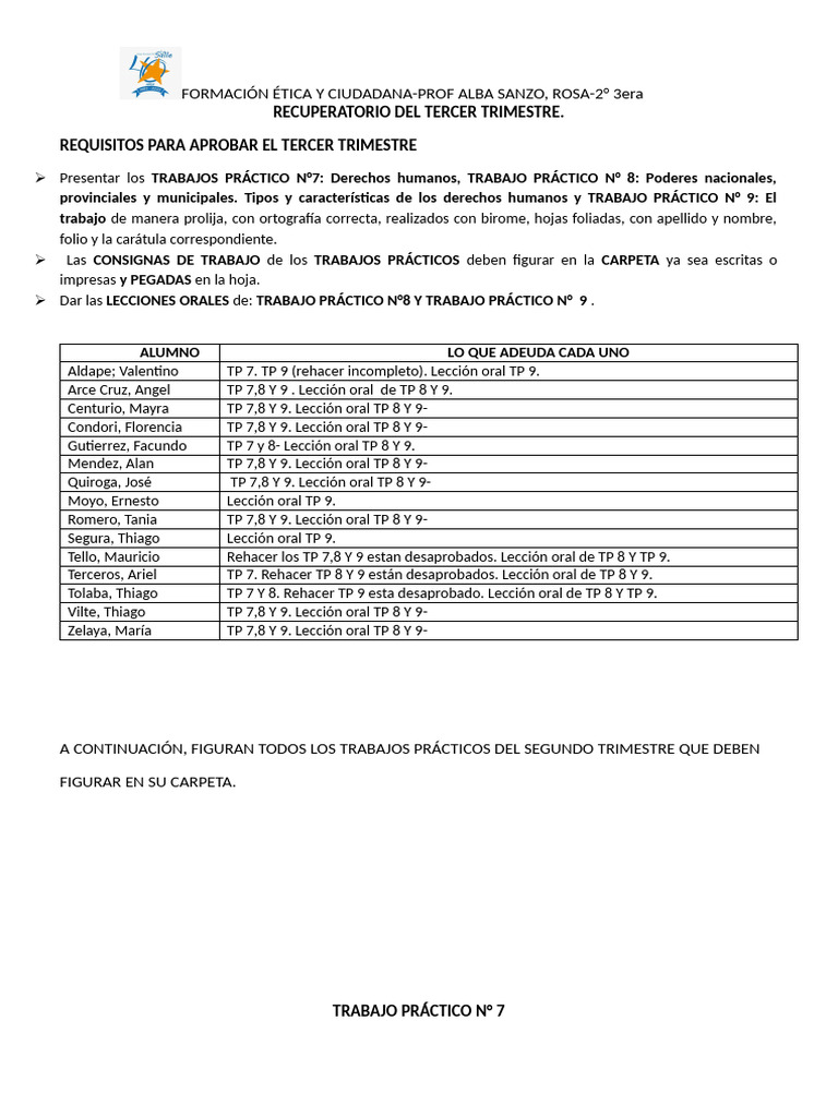 ALUMNOS QUE RECUPERAN 3° T-2° 3era | PDF