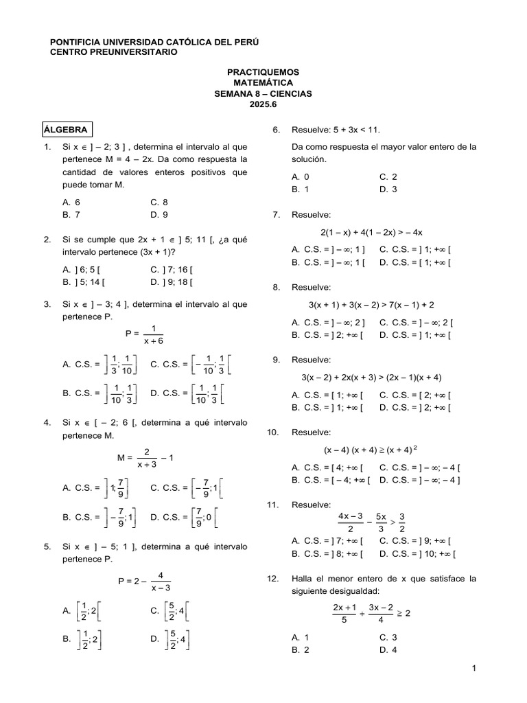 Practiquemos Semana 8 2025.6 CC | PDF