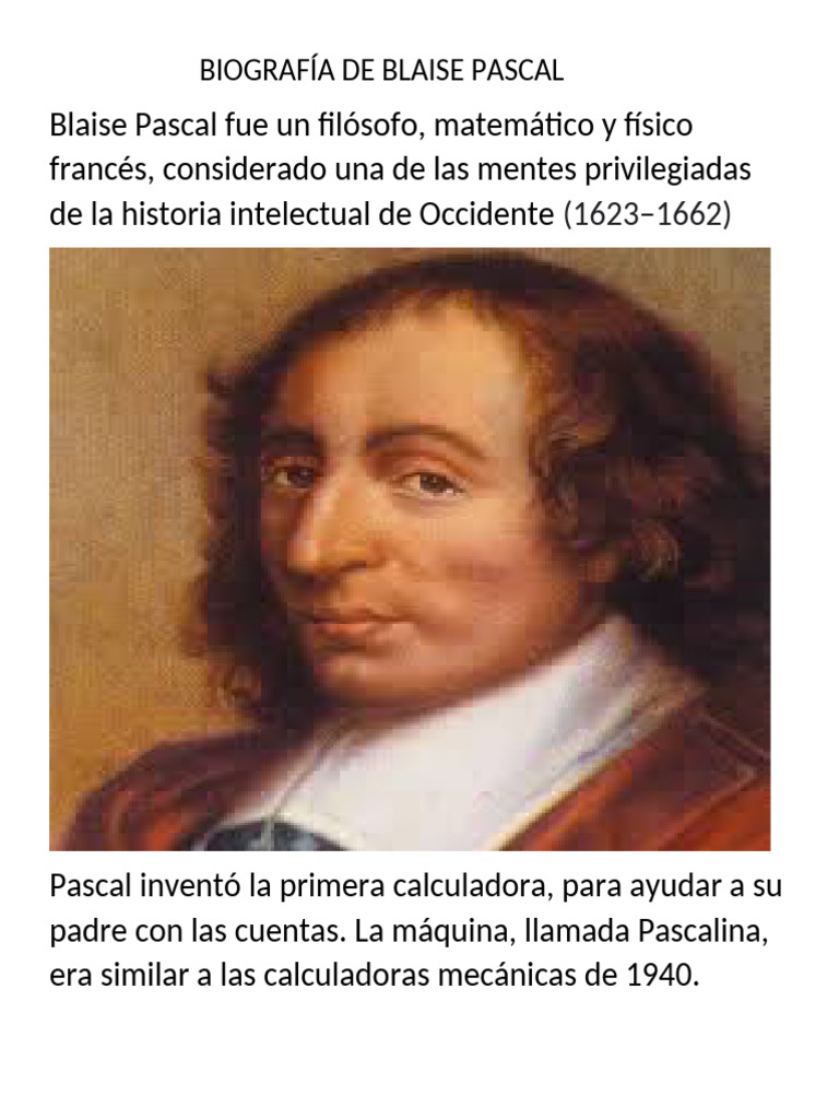 Biografía y aportes de Blaise Pascal | PDF