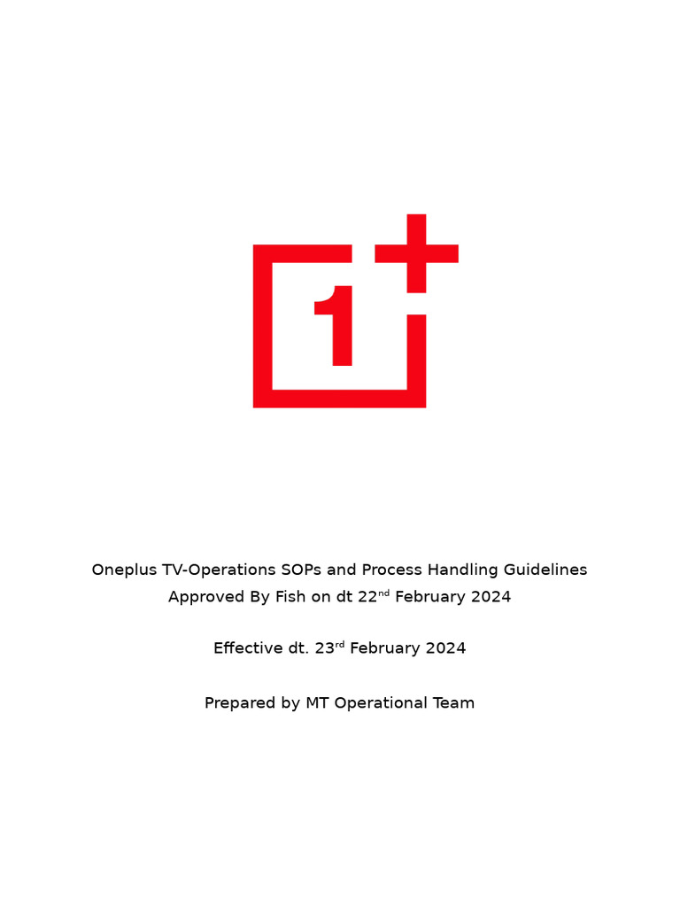 OnePlus TV Operations SOP Guidelines | PDF