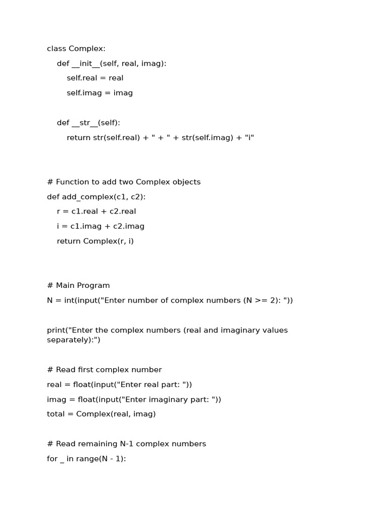 Complex Number Addition and Text Analysis | PDF
