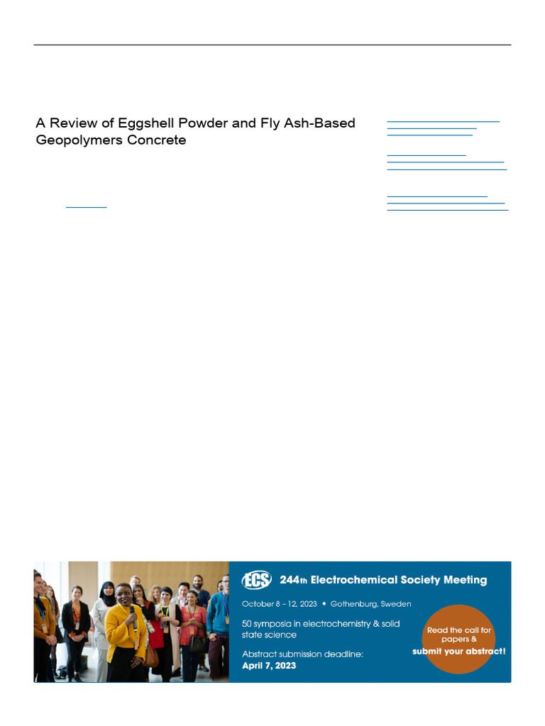 A Review of Eggshell Powder and Fly Ash-Based Geop | PDF | Cement ...