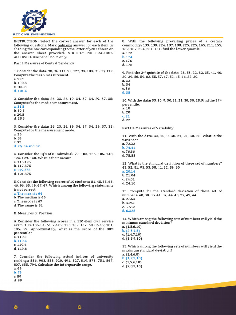 MSTE Handout 18 | PDF | Variance | Descriptive Statistics