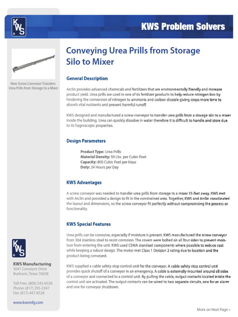 Ps Conveying Urea Prills From Storage Silo to Mixer | PDF | Urea ...
