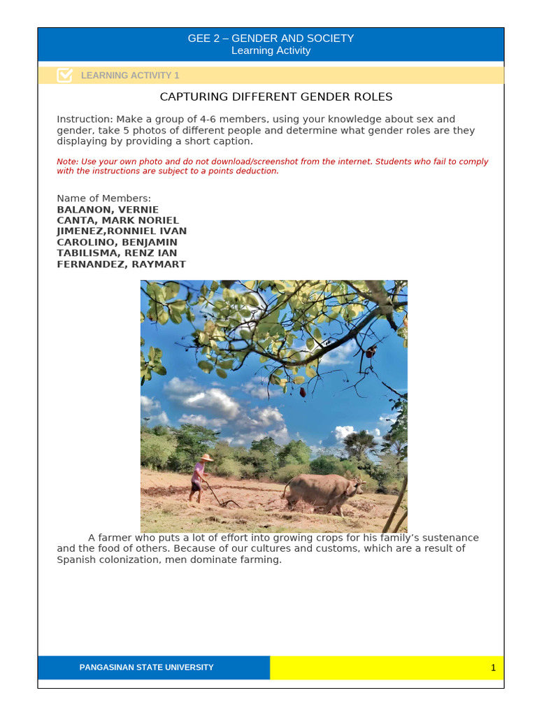 Gee2 - Learning Activity 1 | PDF