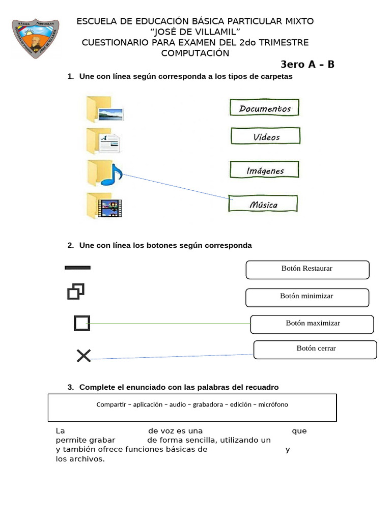 Cuestionario de Examen Del Segundo Trimestre - 3ero A - B | PDF | Botón (Computación) | Ventana ...