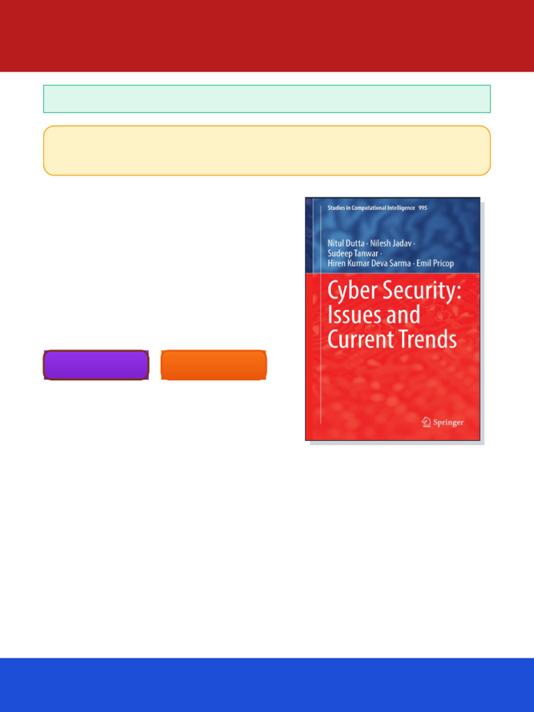 Cyber Security Issues and Current Trends Studies in Computational Intelligence 995 Dutta ebook ...