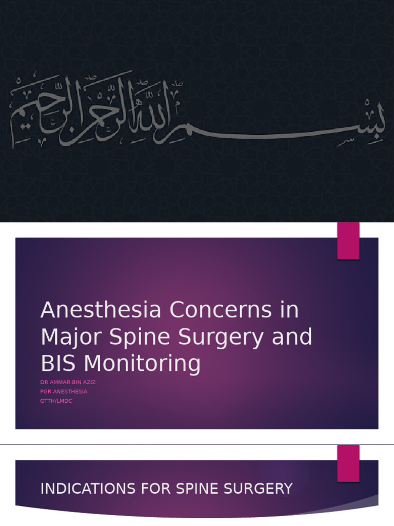 Anesthesia Guidelines for Spine Surgery | PDF | Anesthesia | Surgery