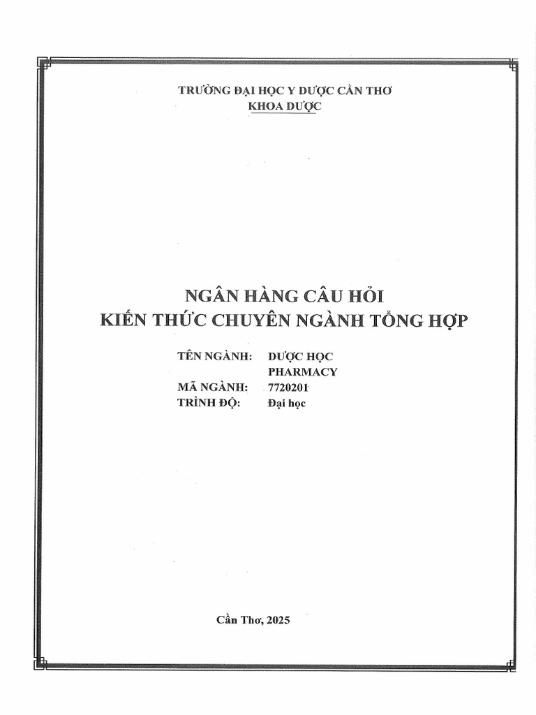 2025 Tot Nghiep Duoc (Ko AP an) | PDF