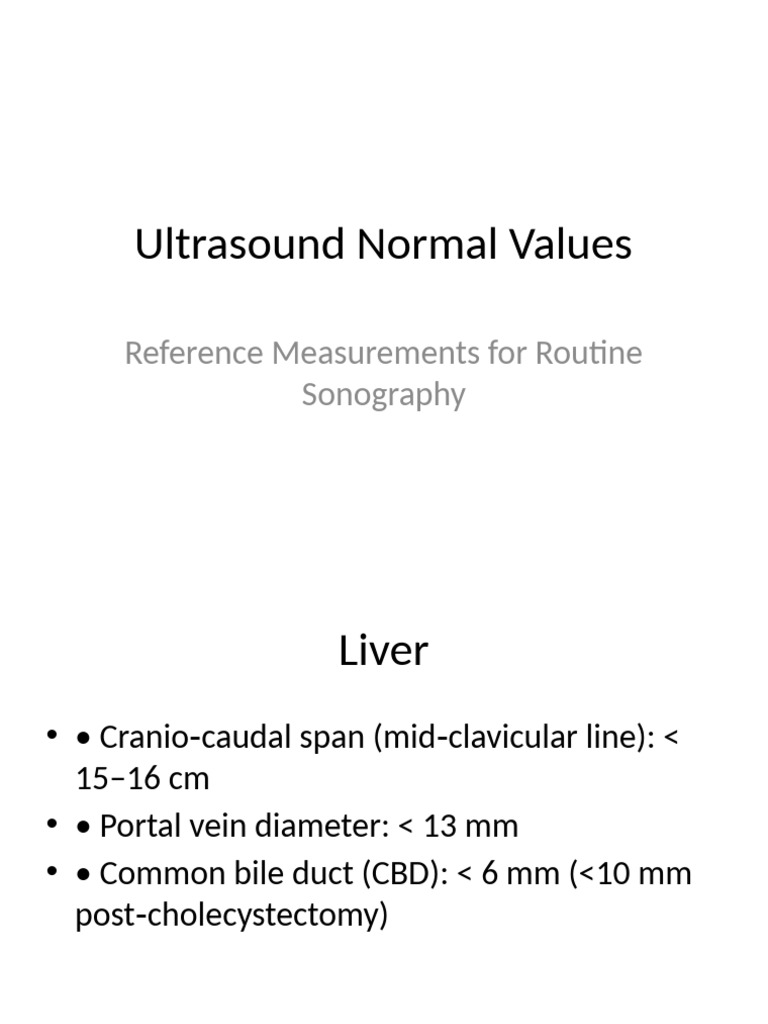 Ultrasound Normal Values | PDF