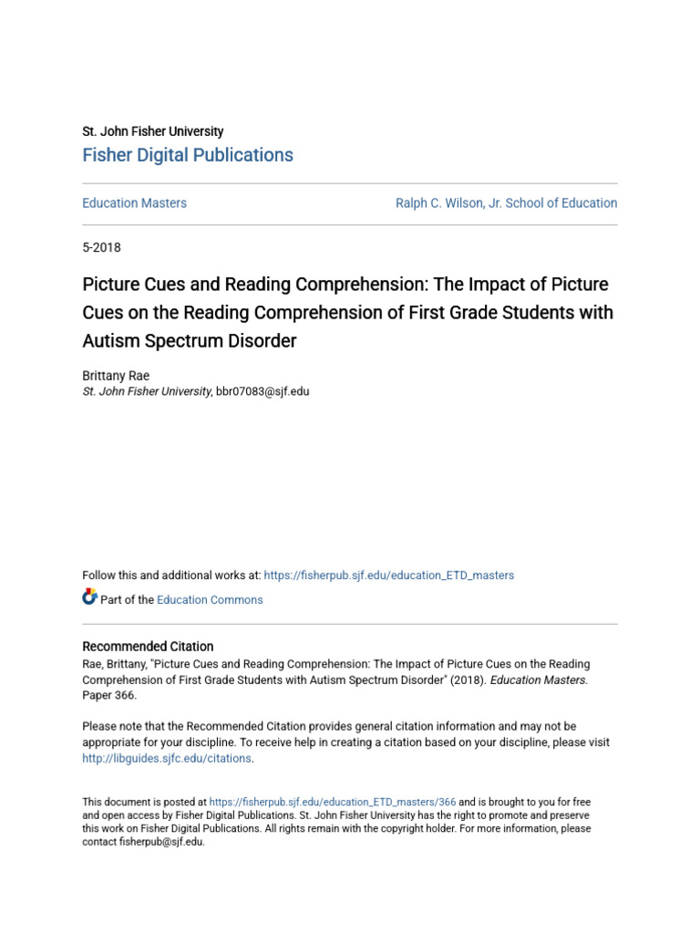 Picture Cues and Reading Comprehension - The Impact of Picture Cue ...