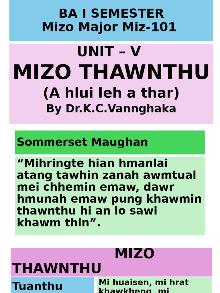 Mizo Thawnthu: Myths and Folktales Overview | PDF
