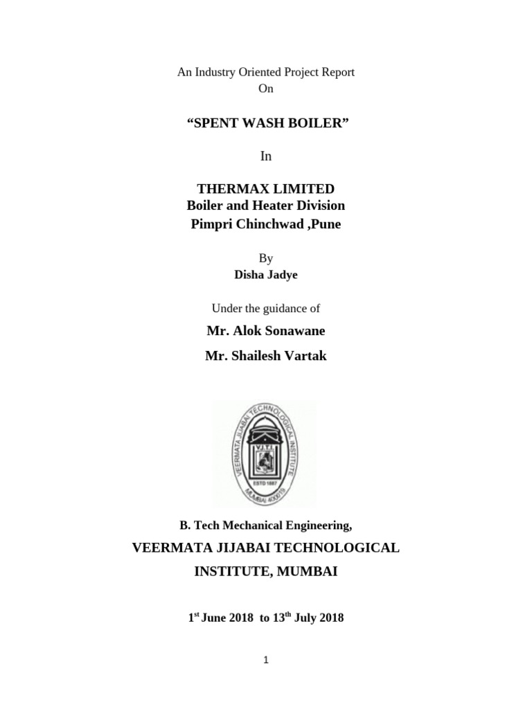 Spent Wash Boiler Project Report | PDF | Boiler | Coke (Fuel)