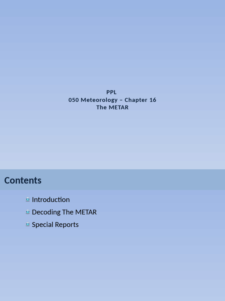 Meteorology Chapter 16 - The METAR | PDF | Earth Sciences | Branches Of ...