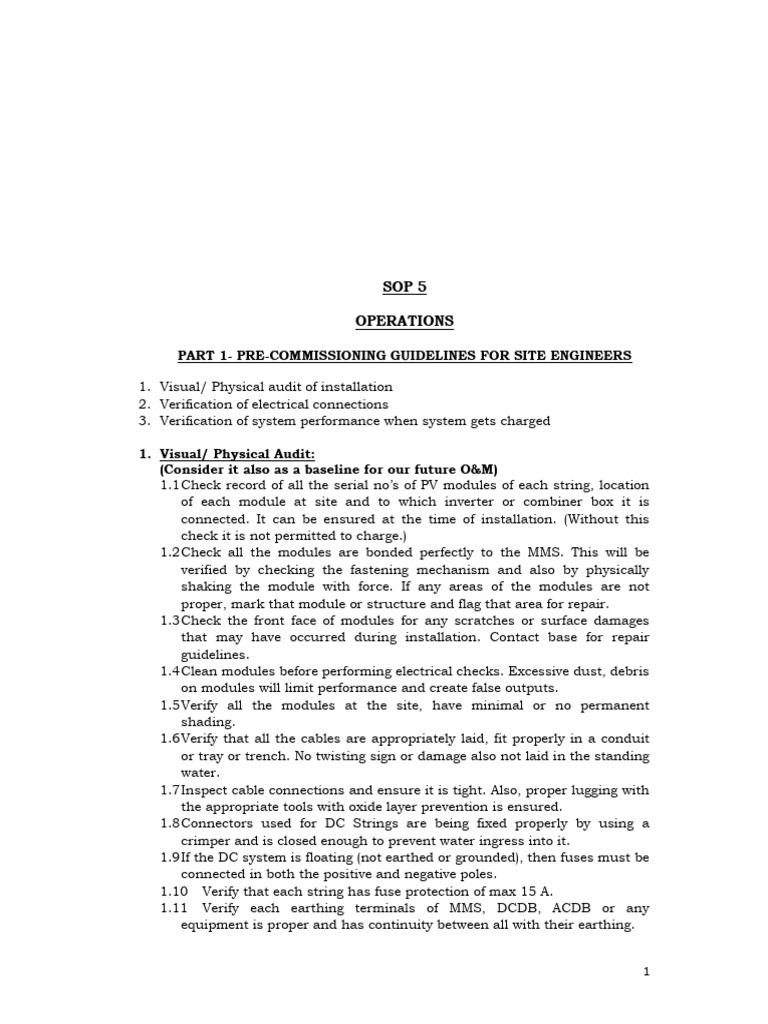 SOP Operations | PDF | Power Inverter | Direct Current
