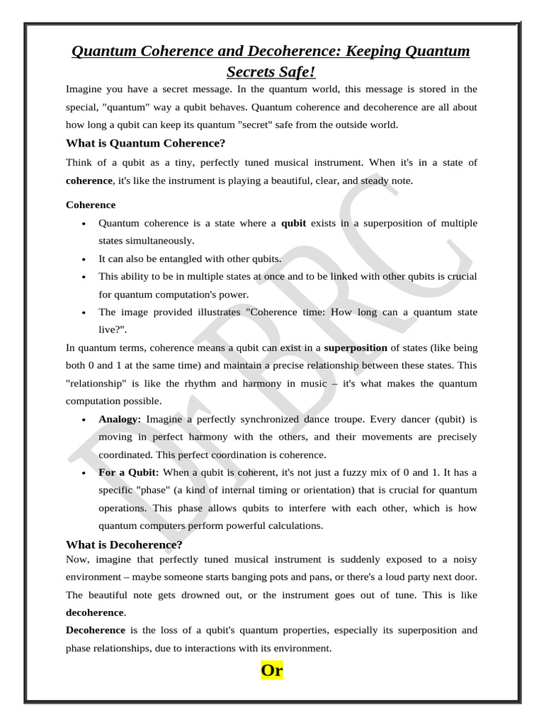 Quantum Coherence and Decoherence - Intuitive Explanation | PDF | Quantum Computing | Quantum ...