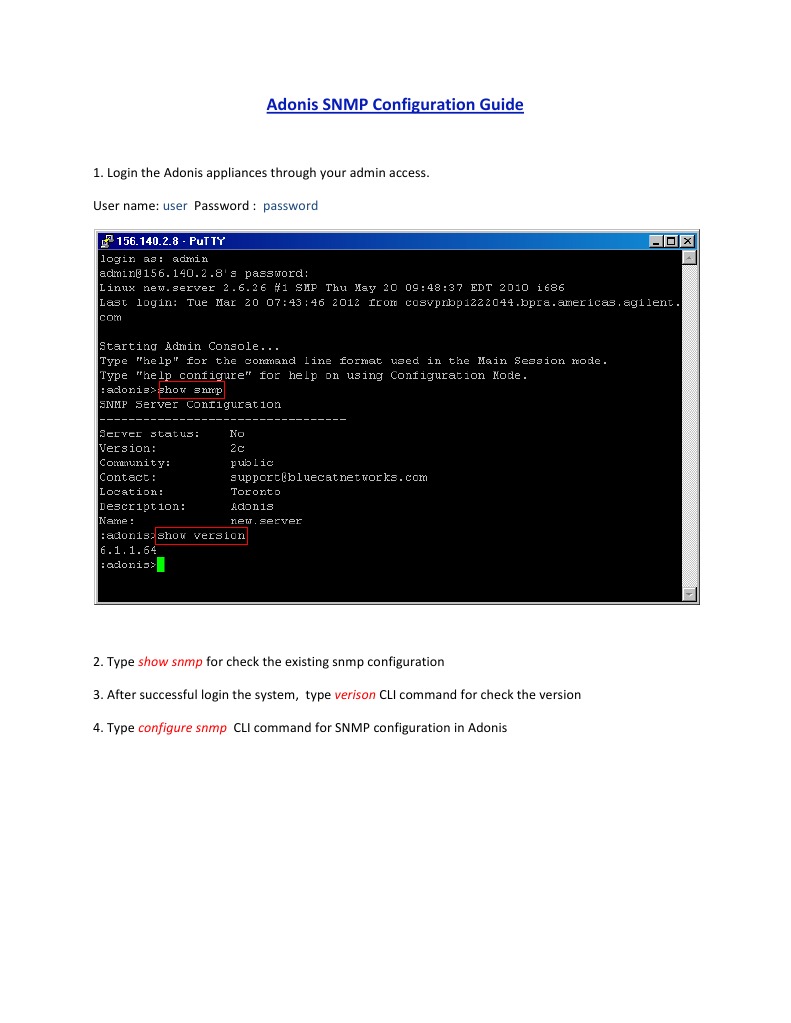 Adonis SNMP Setup Guide | PDF