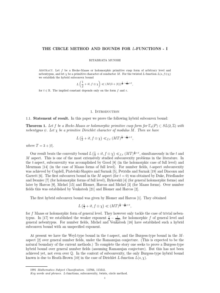 Circle Method - I RM | PDF | Summation | Mathematical Objects